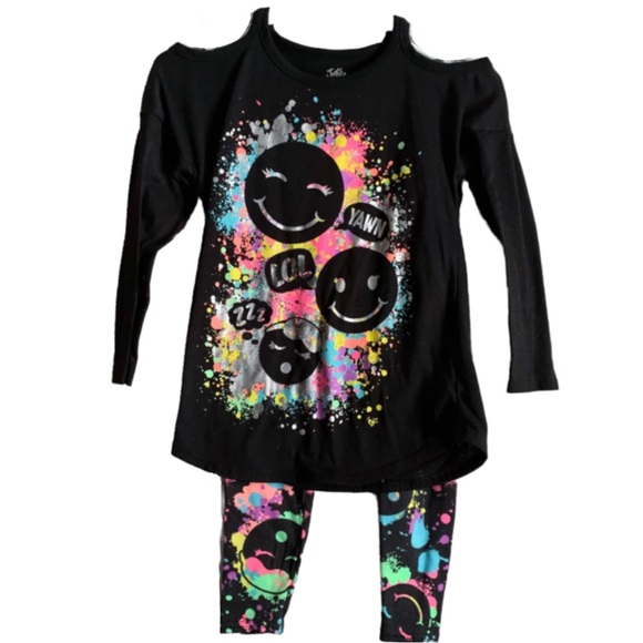 Justice | Pajamas | Justice Sleep Emoji Paint Splash Matching Pj Set ...